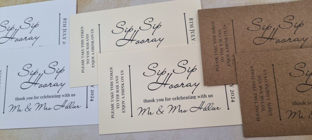 Wedding Drink Tokens - Personalised Wedding Drink Tokens - Drink ...