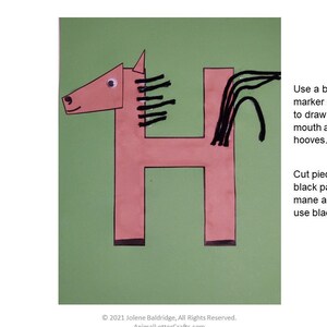 Letter H Horse Printable for Classroom - Cut and Paste Alphabet Craft ...