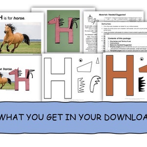 Letter H Horse Printable Color in or Print in Color Cut and Paste ...