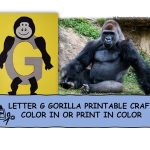 Letter G Gorilla Printable - Color in or Print in Color - Cut and Paste ...