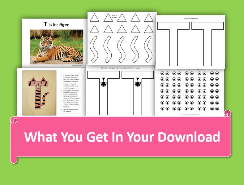 Letter T Tiger Printable for Classroom - Cut and Paste Alphabet Craft ...