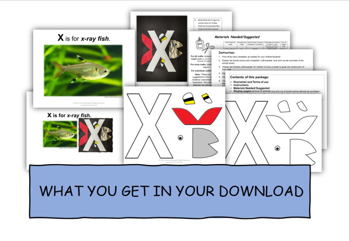 Letter X X-ray Fish Craft Printable: Alphabet Phonics (digital Download ...