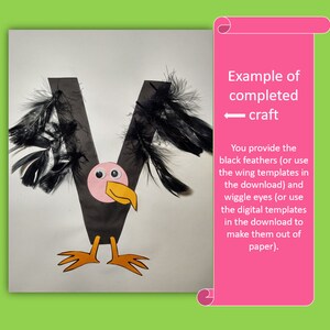 Letter V Vulture Craft: Cut & Paste Alphabet (digital Download) - Etsy