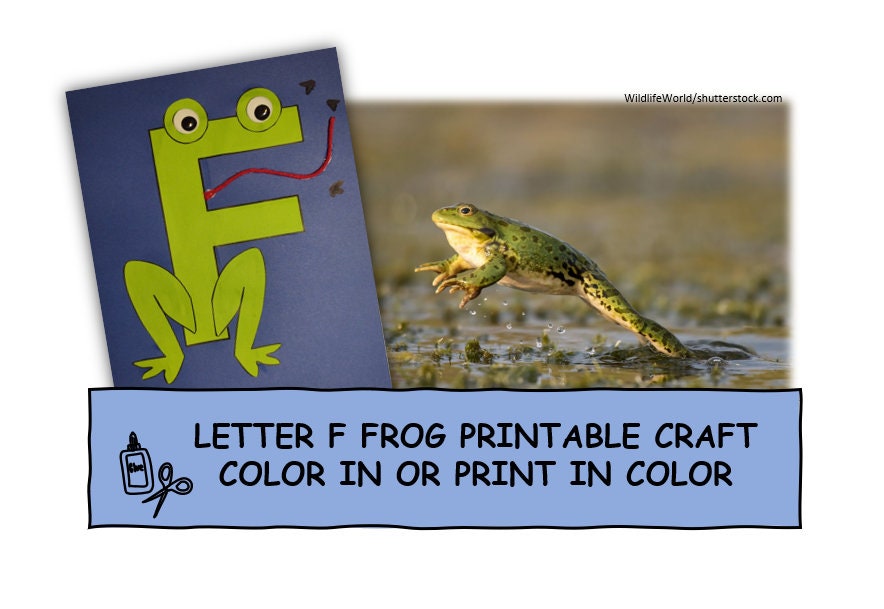 Letter F Frog Printable Color in or Print in Color Cut and Paste ...