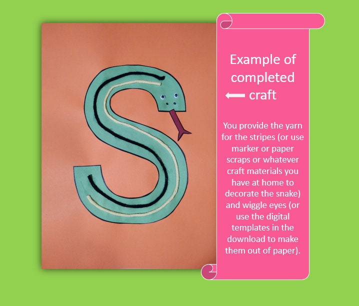 Letter S Snake Craft: Cut & Paste Alphabet Activity (digital Download ...