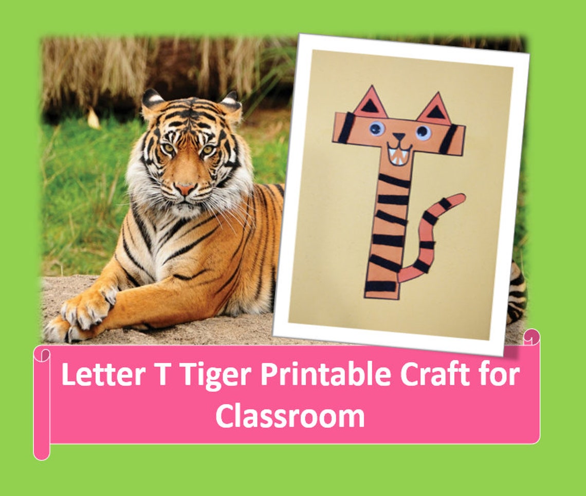 Letter T Tiger Printable for Classroom - Cut and Paste Alphabet Craft ...