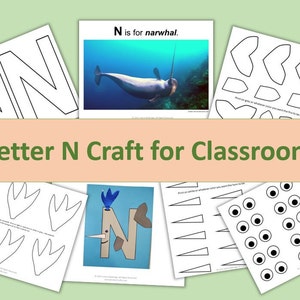 Letter N Narwhal Printable for Classroom - Cut and Paste Alphabet Craft ...