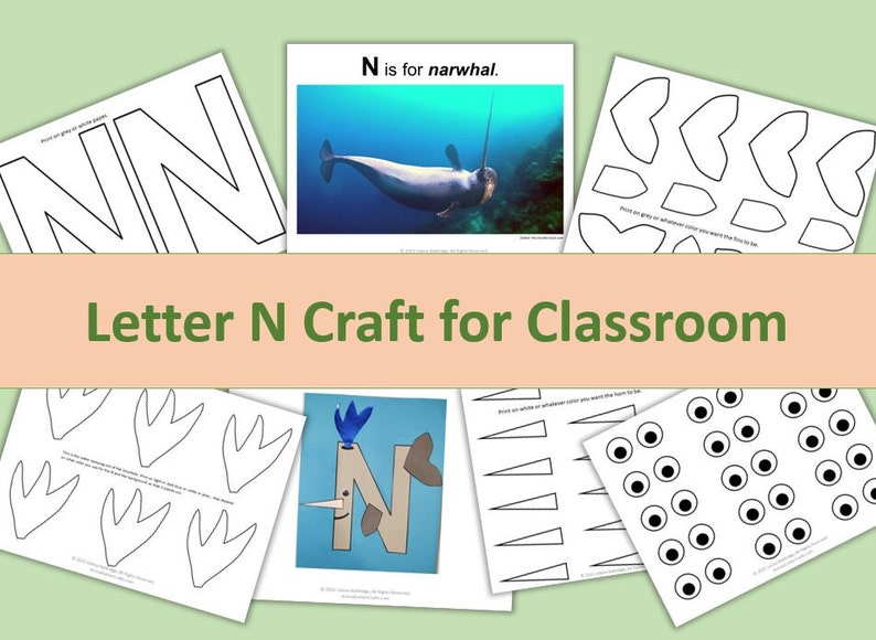 Letter N Narwhal Printable for Classroom - Cut and Paste Alphabet Craft ...
