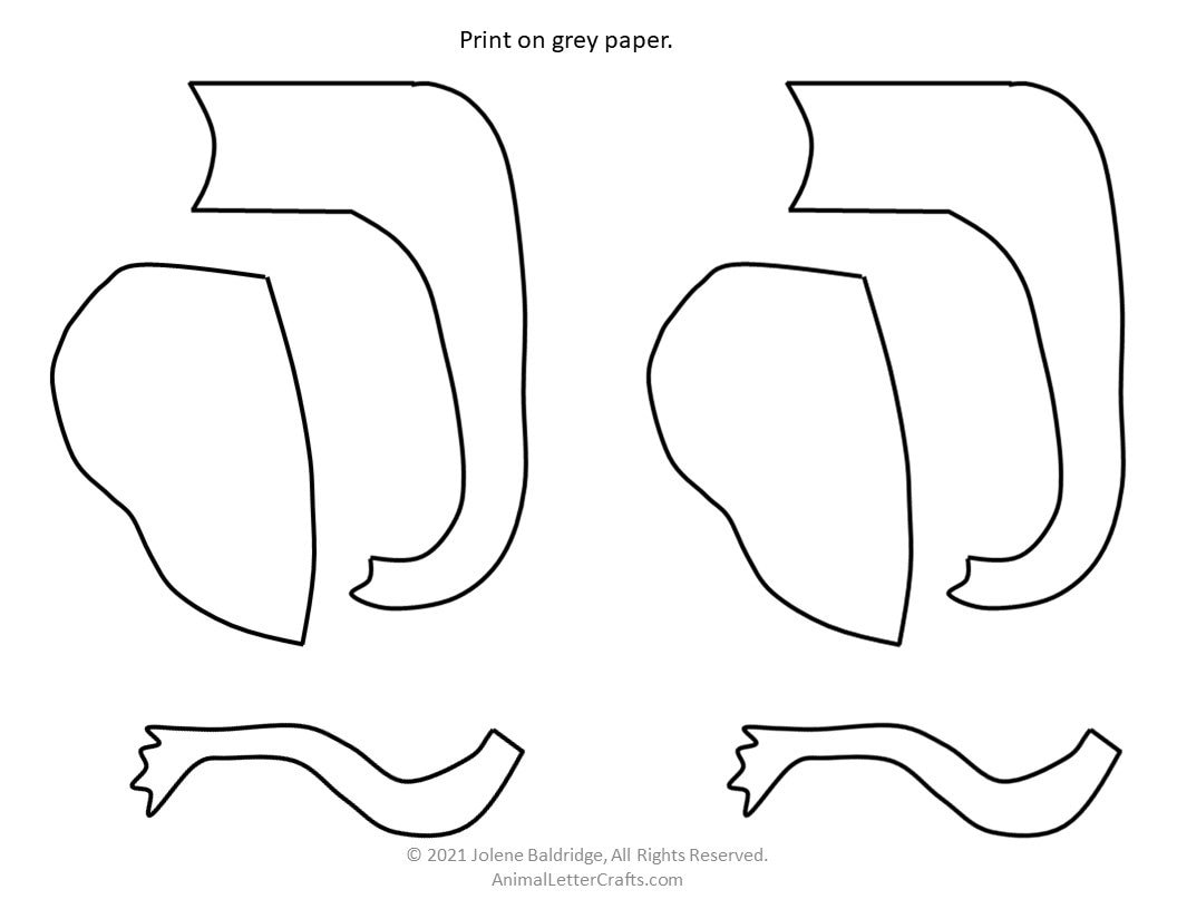 Letter E Elephant Printable for Classroom - Cut and Paste Alphabet ...