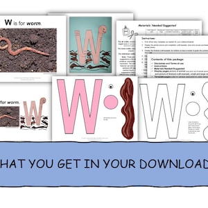 Letter W Worm Printable - Color in or Print in Color - Cut and Paste ...