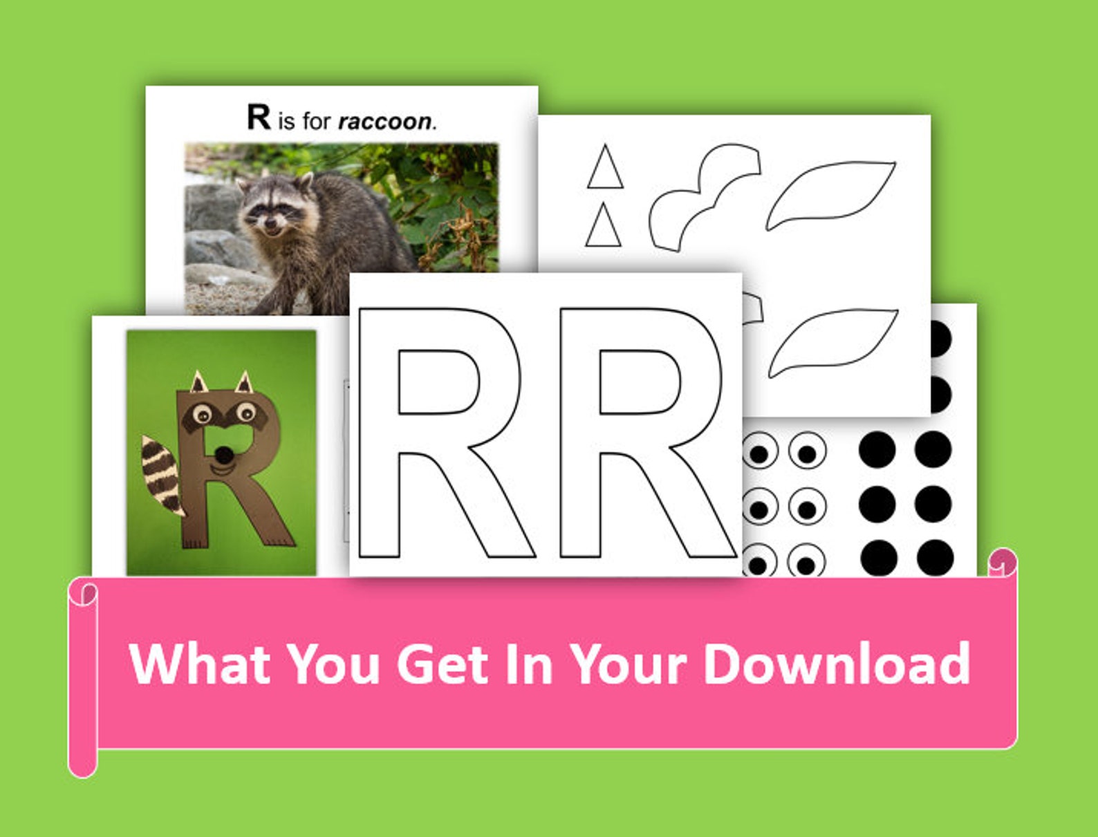 Letter R Raccoon Printable for Classroom - Cut and Paste Alphabet Craft ...