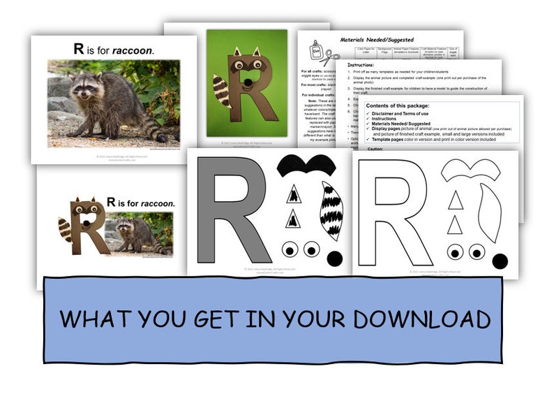Letter R Raccoon Craft: Alphabet Printable (digital Download) - Etsy