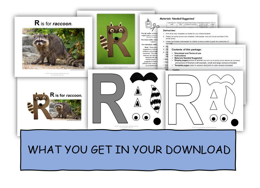 Letter R Raccoon Craft: Alphabet Printable (digital Download) - Etsy