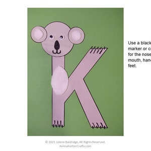 Letter K Koala Printable for Classroom - Cut and Paste Alphabet Craft ...