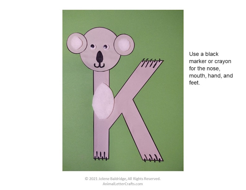 Letter K Koala Printable for Classroom - Cut and Paste Alphabet Craft ...