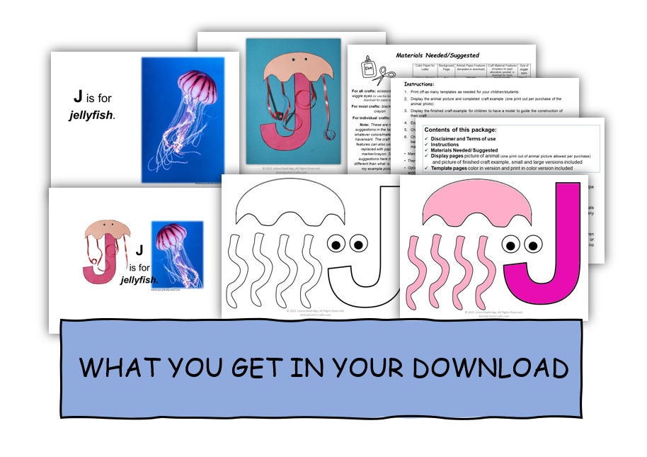 Letter J Jellyfish Printable - Color in or Print in Color - Cut and ...