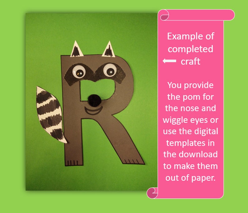 Letter R Raccoon Printable for Classroom - Cut and Paste Alphabet Craft ...