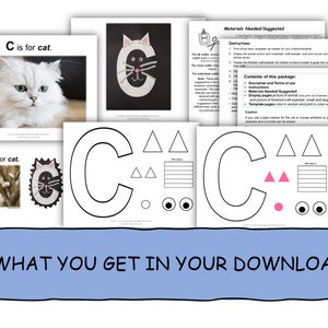 Letter C Cat Printable - Color in or Print in Color - Cut and Paste ...
