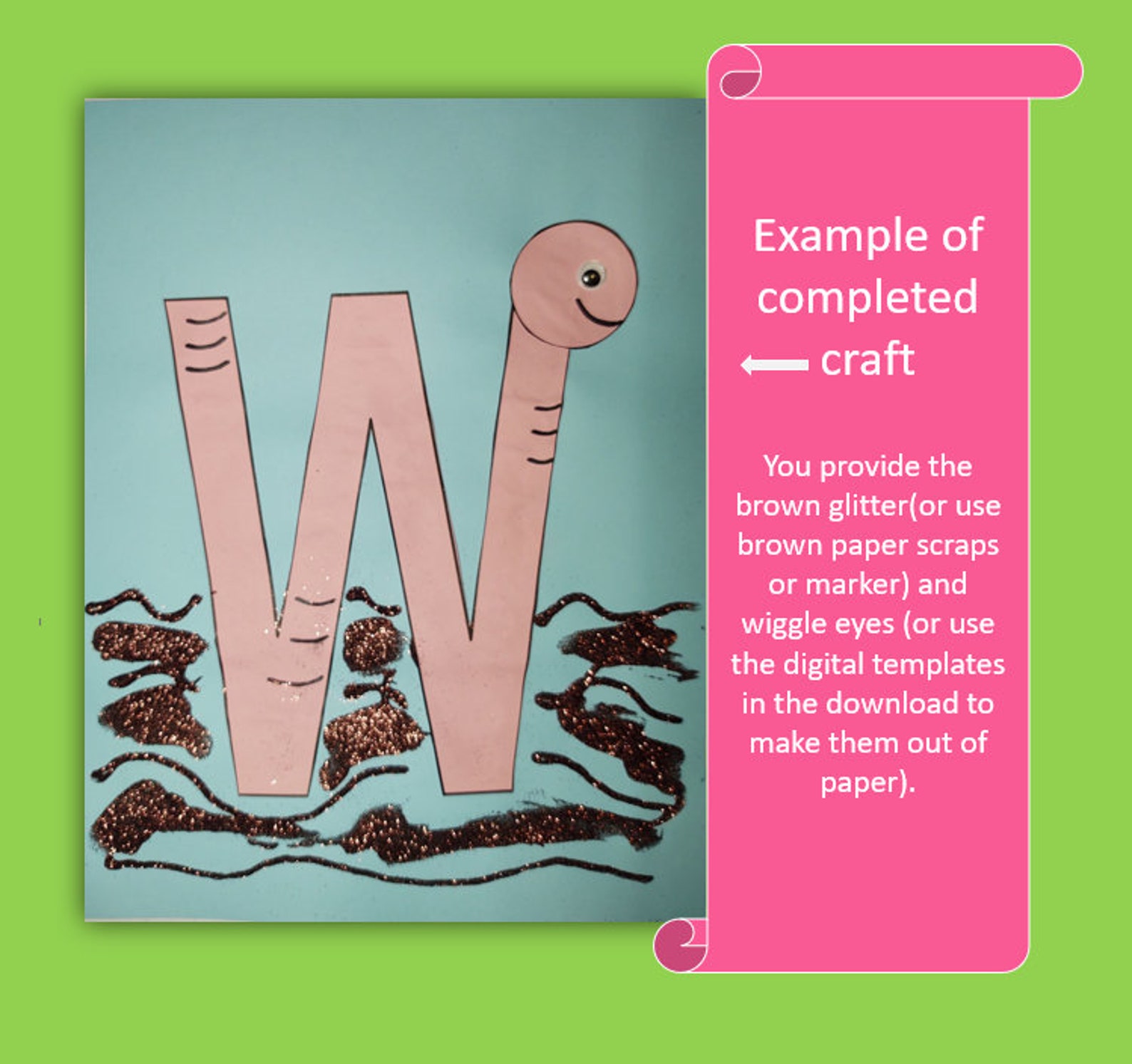 Letter W Worm Printable for Classroom - Cut and Paste Alphabet Craft ...