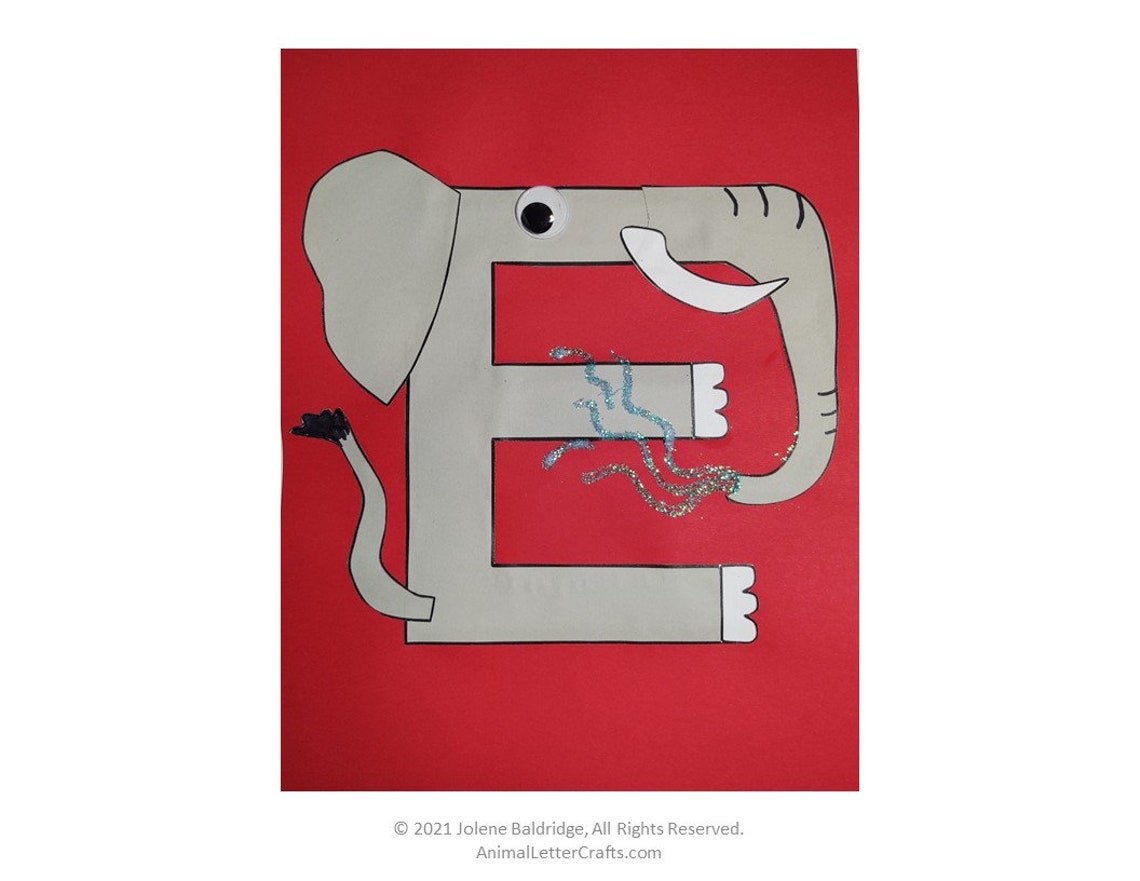 Letter E Elephant Printable for Classroom - Cut and Paste Alphabet ...