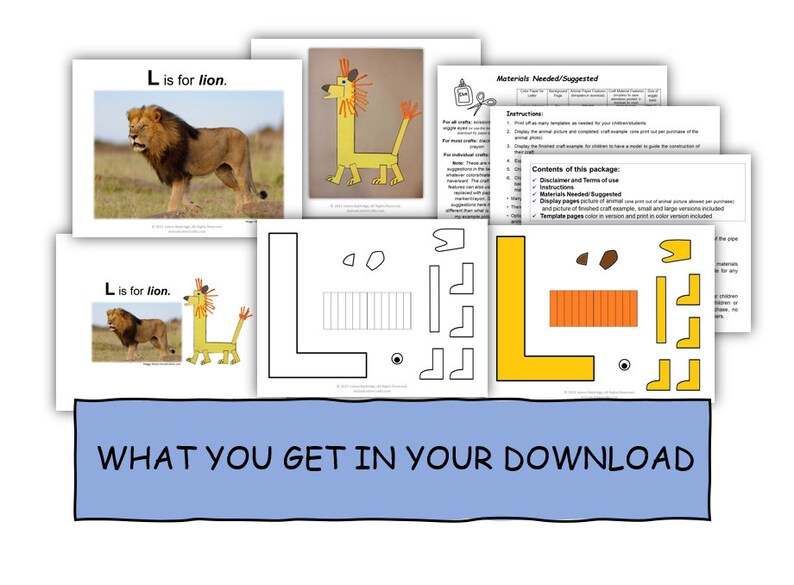 Letter L Lion Craft Printable: Alphabet Cut & Paste (digital Download ...