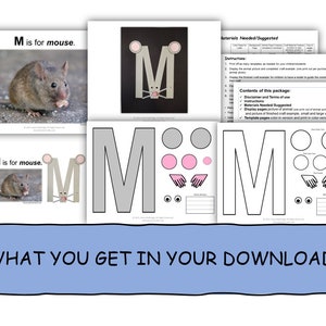 Letter M Mouse Printable - Color in or Print in Color - Cut and Paste ...