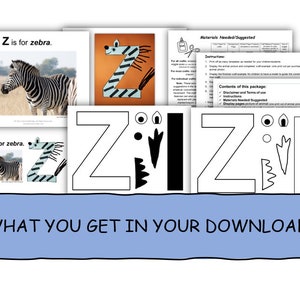 Letter Z Zebra Printable - Color in or Print in Color - Cut and Paste ...