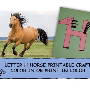 Letter H Horse Printable Color in or Print in Color Cut and Paste ...