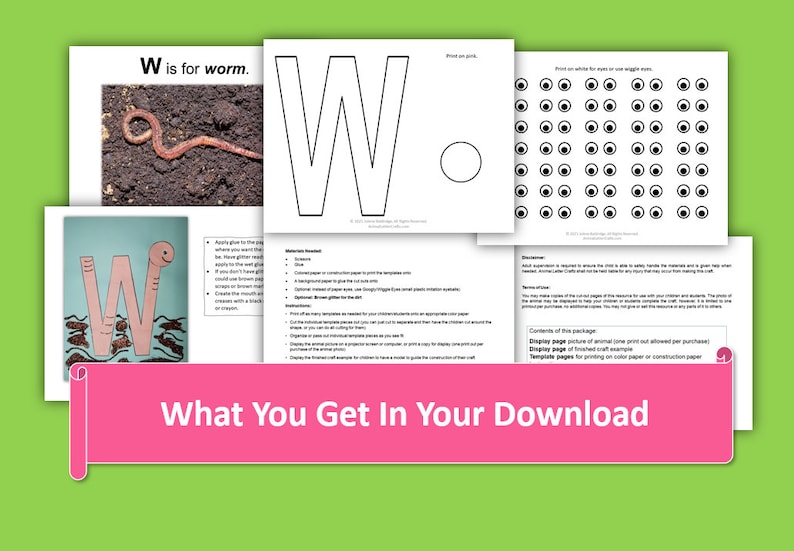 Letter W Worm Printable for Classroom - Cut and Paste Alphabet Craft ...
