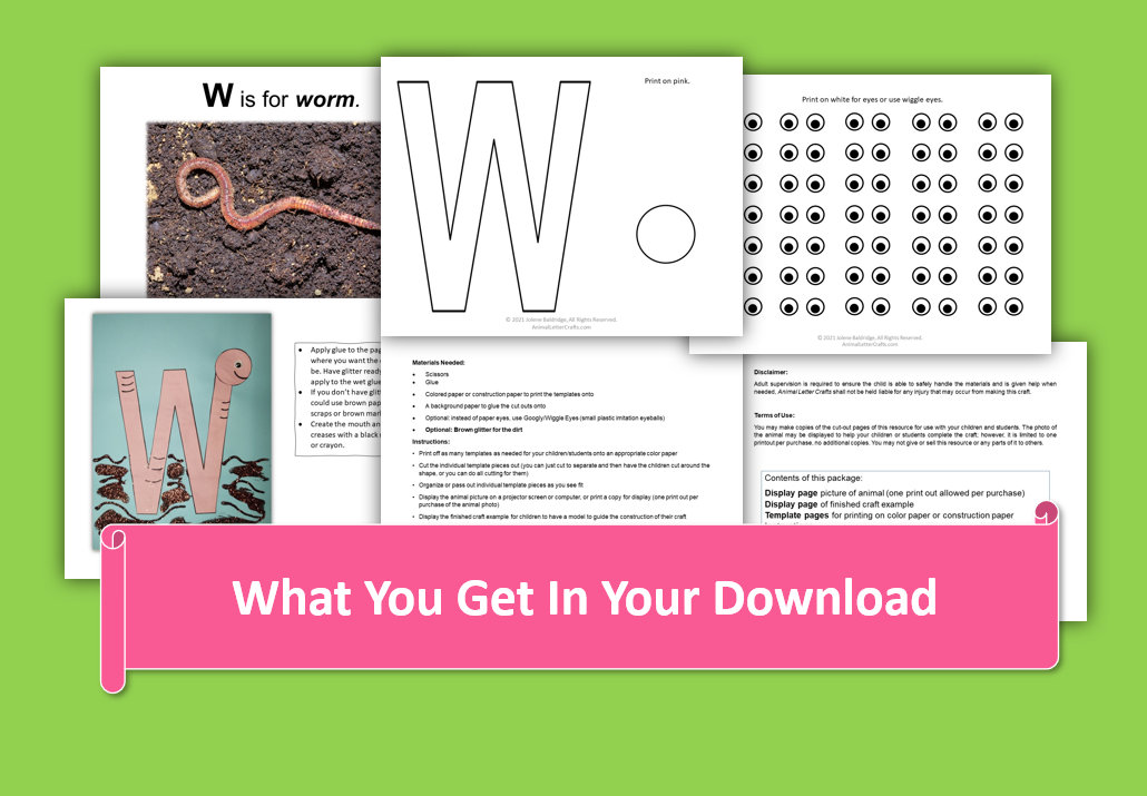 Letter W Worm Printable for Classroom - Cut and Paste Alphabet Craft ...