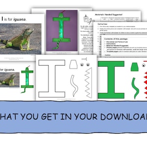 Letter I Iguana Printable - Color in or Print in Color - Cut and Paste ...