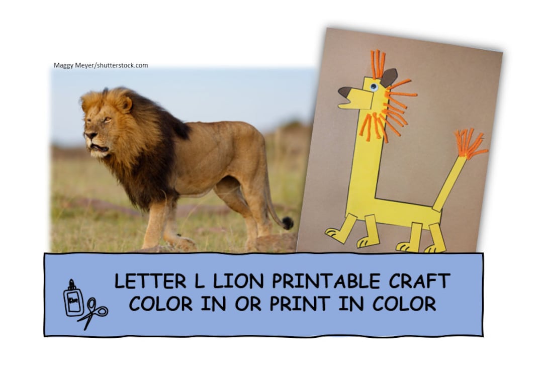 Letra L: León imprimible: Alfabeto para recortar y pegar (descarga ...