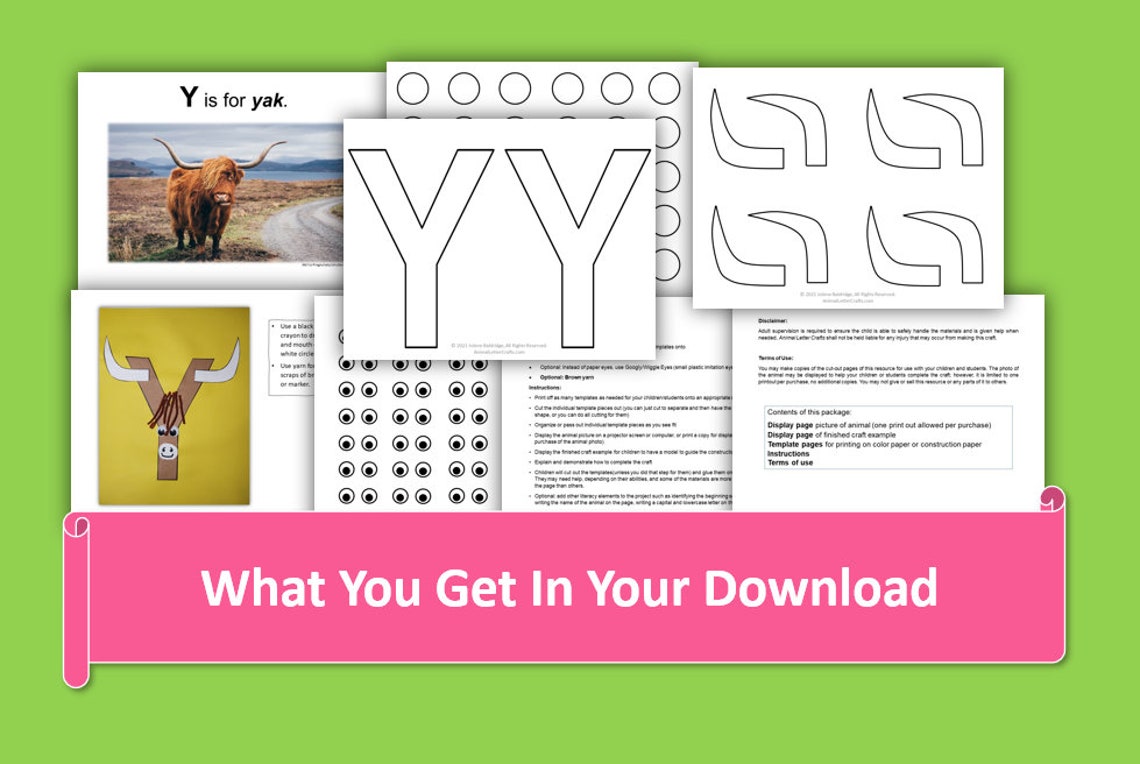 Letter Y Yak Printable for Classroom Cut and Paste Alphabet Craft ...