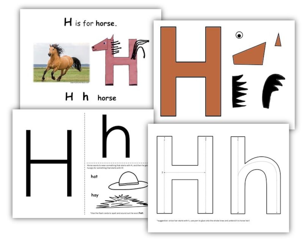 Letter H Alphabet Craft: Cut & Paste Activity (digital Download) - Etsy