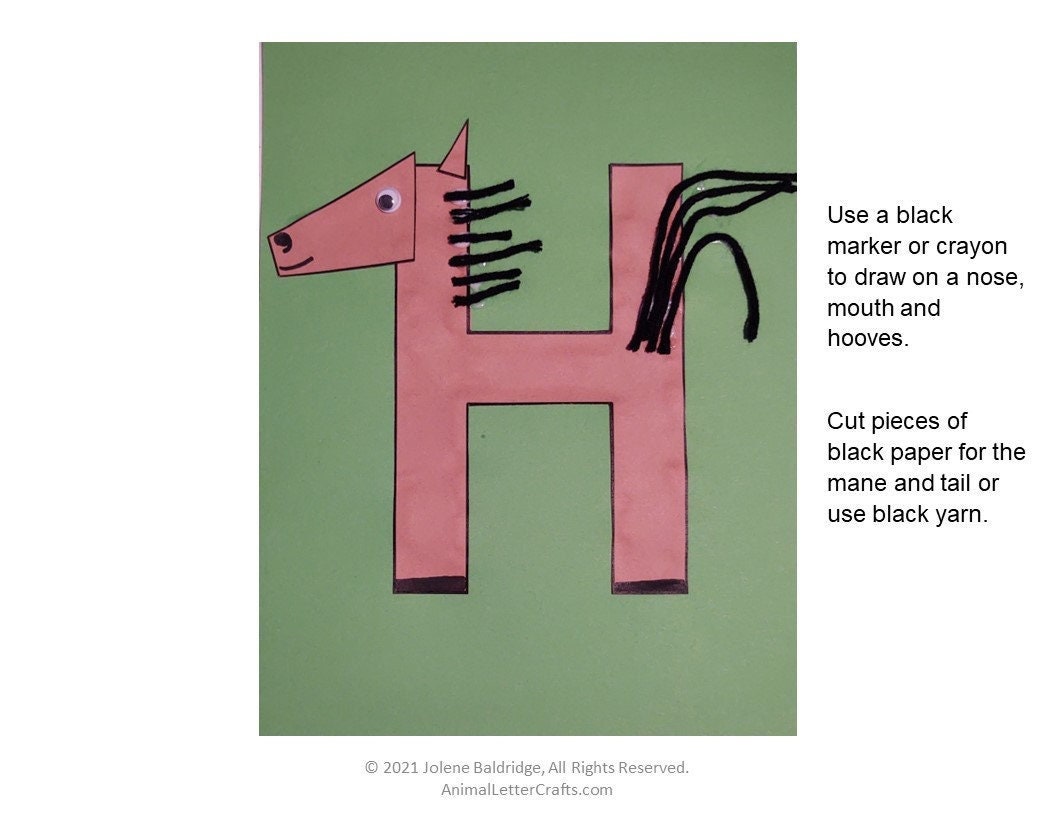 Letter H Horse Printable for Classroom - Cut and Paste Alphabet Craft ...