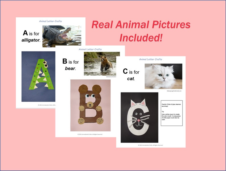 Alphabet Animal Letter Crafts - Fine Motor Preschool Kindergarten 1st ...