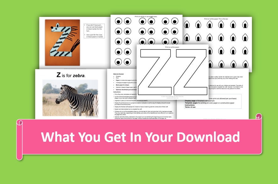 Letter Z Zebra Printable for Classroom - Cut and Paste Alphabet Craft ...