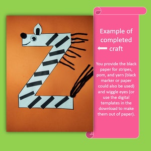 Letter Z Zebra Craft: Cut & Paste Activity (digital Download) - Etsy