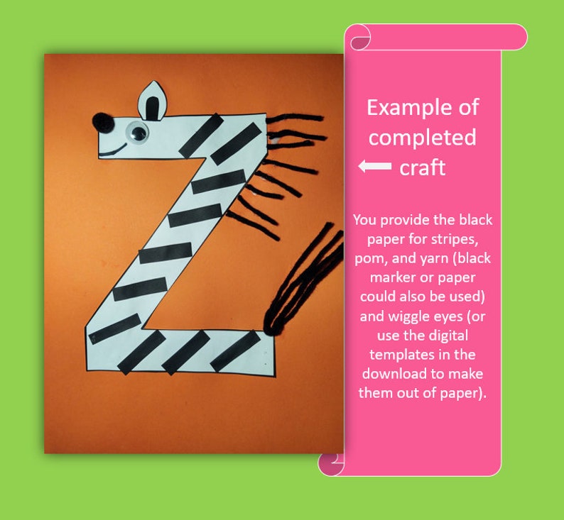 Letter Z Zebra Printable for Classroom - Cut and Paste Alphabet Craft ...