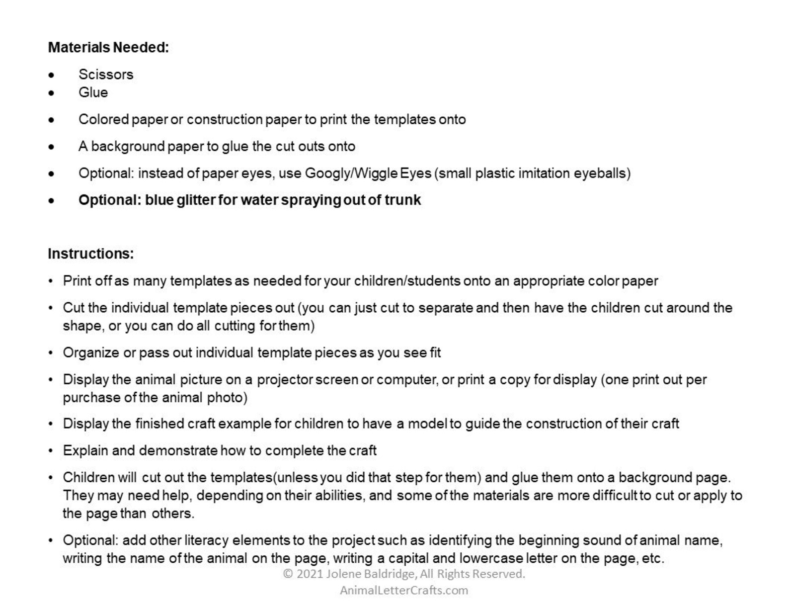 Letter E Elephant Printable for Classroom - Cut and Paste Alphabet ...