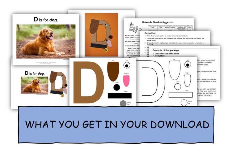 Letter D Dog Printable Color in or Print in Color Cut and Paste ...