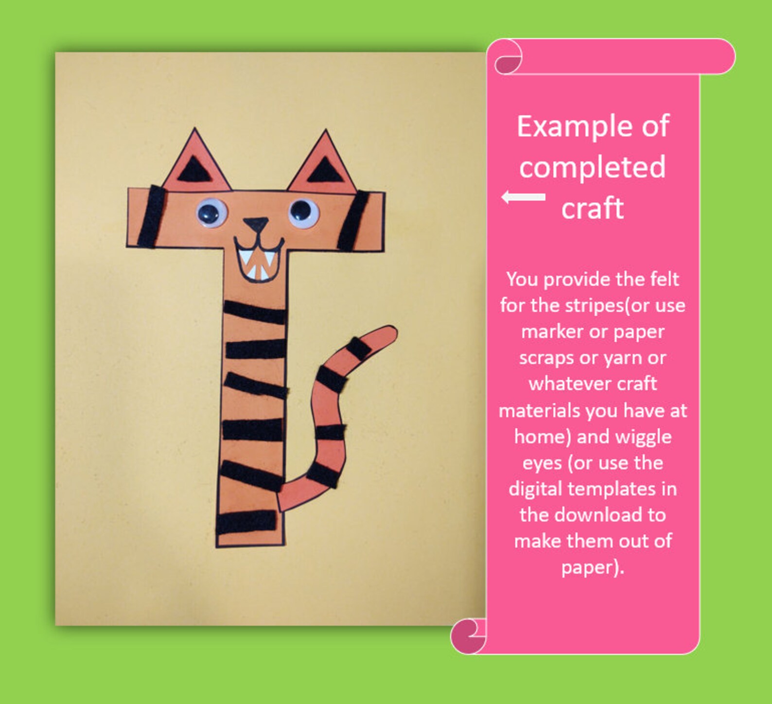 Letter T Tiger Printable for Classroom - Cut and Paste Alphabet Craft ...