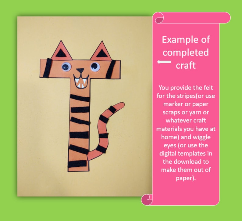 Letter T Tiger Printable for Classroom - Cut and Paste Alphabet Craft ...