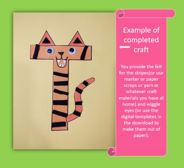 Letter T Tiger Printable for Classroom - Cut and Paste Alphabet Craft ...