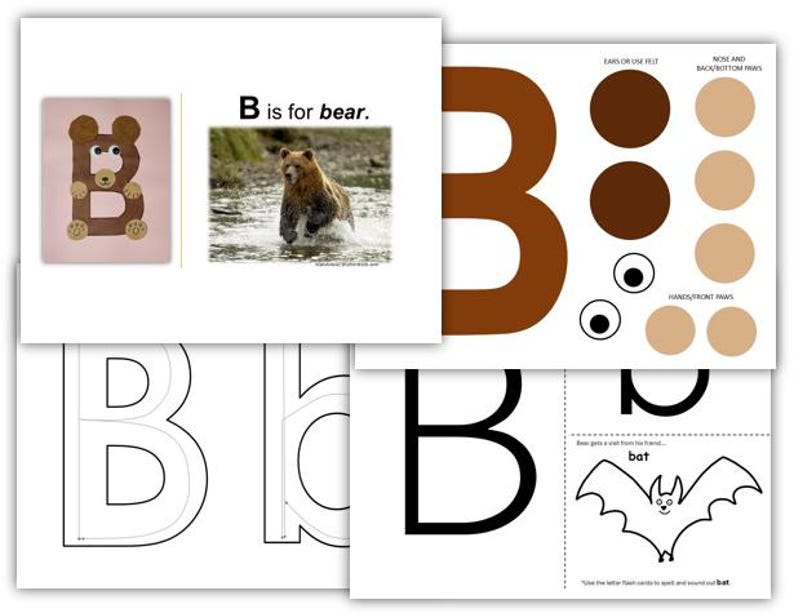 Letter B Literacy Craft Printables - Cut and Paste Alphabet Craft ...