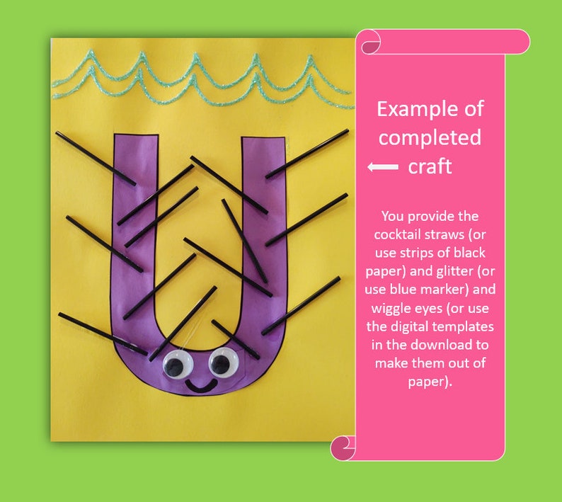 Letter U Urchin Printable for Classroom - Cut and Paste Alphabet Craft ...