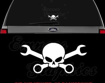 Classic Skull With Crossed Wrenches Vinyl Decal Sticker - Etsy