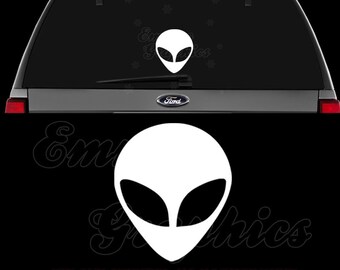 Alien Head UFO Decal Sticker for Use on Laptop, Helmet, Car, Truck ...