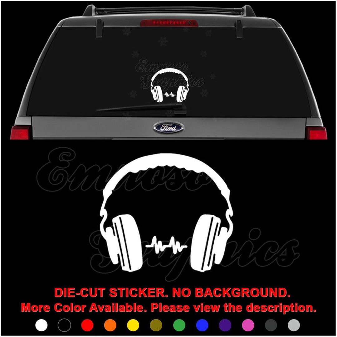 DJ Headphones Music Techno EDM Decal Sticker for Car, Truck, Motorcycle ...