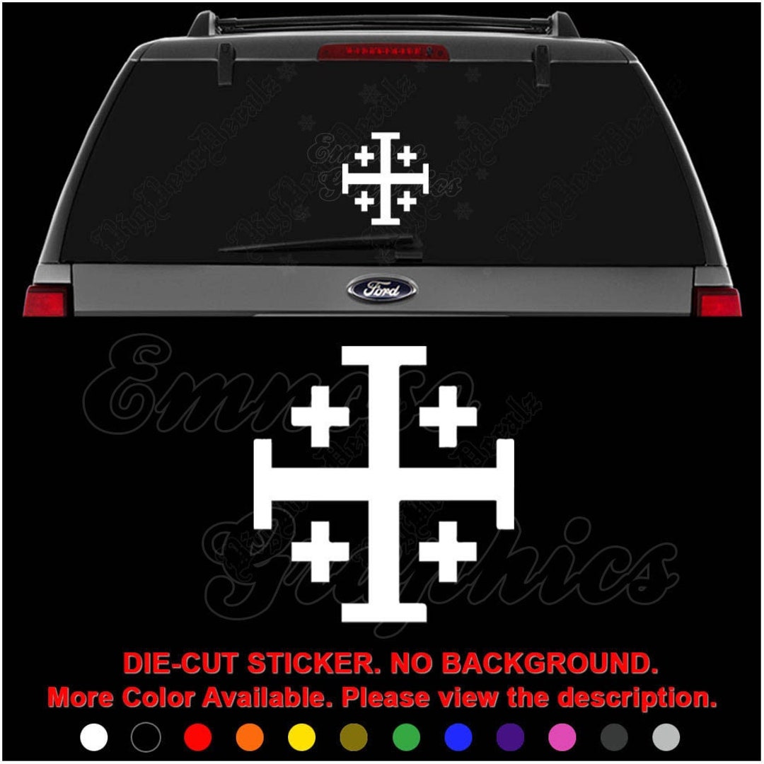 Jerusalem Cross Crusaders Christian Decal Sticker for Car, Truck ...